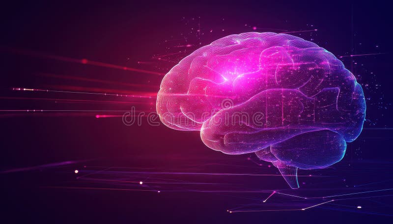 Colorful Abstract Representation of a Brain with Glowing Lines in a ...