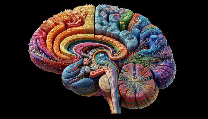 Colorful Abstract Representation of Brain Structure Stock Illustration ...