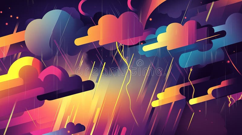 Colorful Abstract Representation of Clouds and Lightning Showcasing a ...