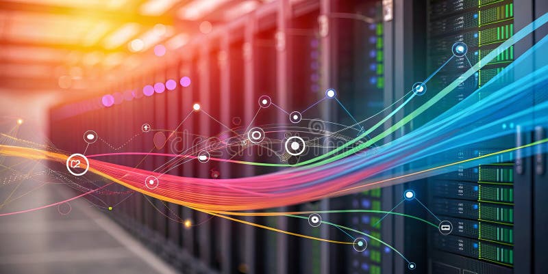 Colorful and Abstract Representation of Digital Data Flow in Server ...