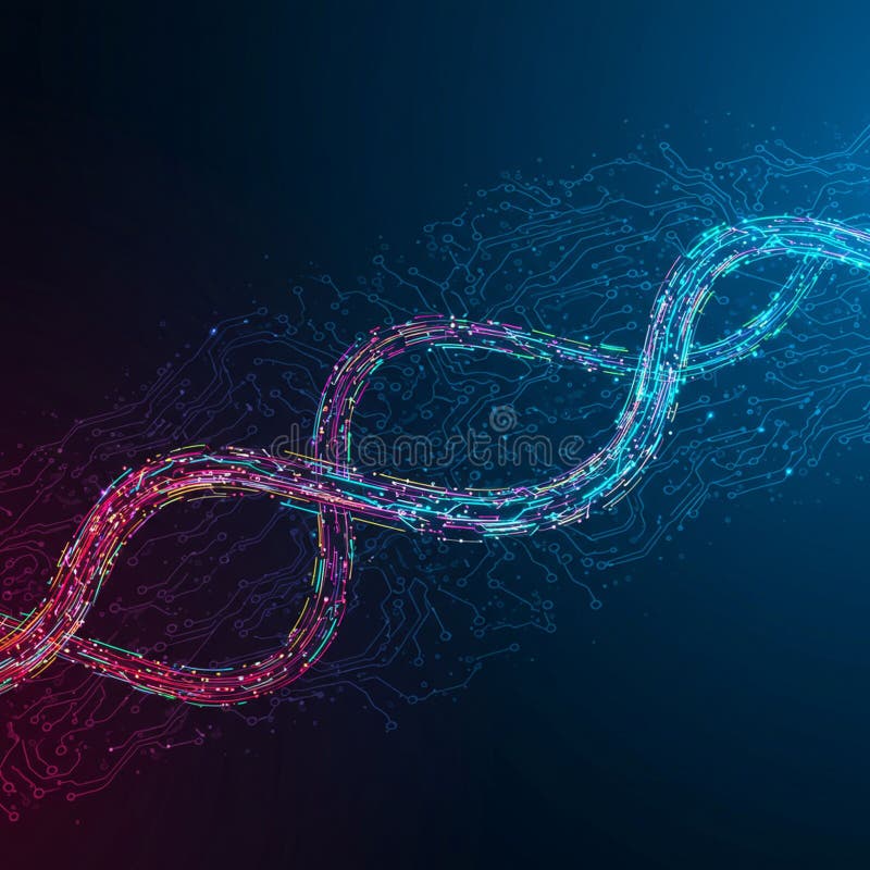 A Colorful, Abstract Representation of a DNA Double Helix Intertwines ...