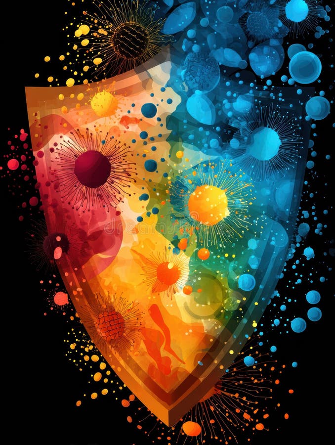 Colorful Abstract Representation of a Healthy Immune System with Shield ...