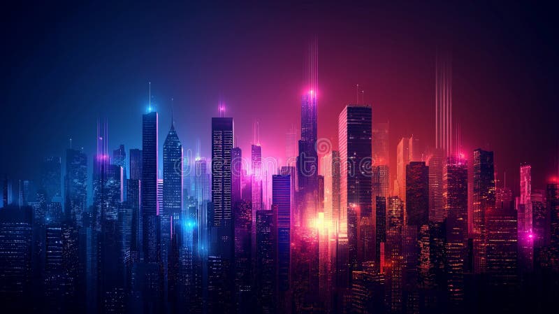 Colorful and Abstract Representation of a High-tech City Stock Photo ...
