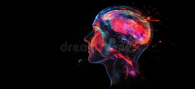 Colorful Abstract Representation of Human Brain and Mind in Profile ...