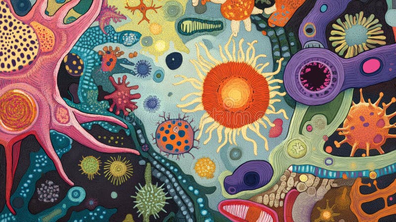 Colorful Abstract Representation of Microbial Life and Natural Forms in ...