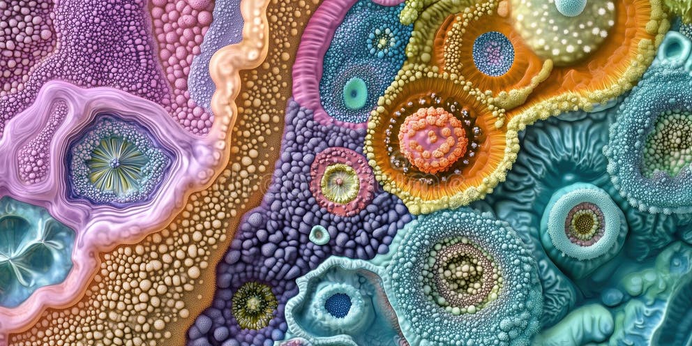 Colorful Abstract Representation of Microscopic Organisms and Cellular ...