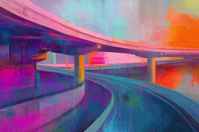 Colorful Abstract Representation of a Modern Highway Intersection Stock ...