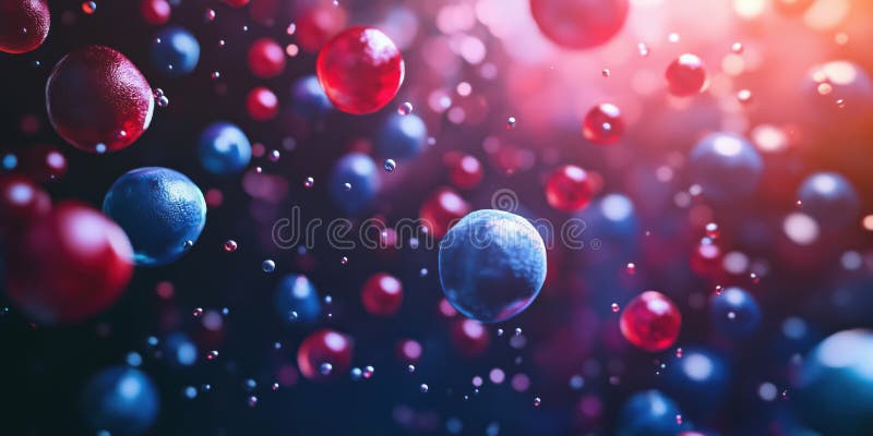 Colorful Abstract Representation of Molecules in Motion with Red and ...