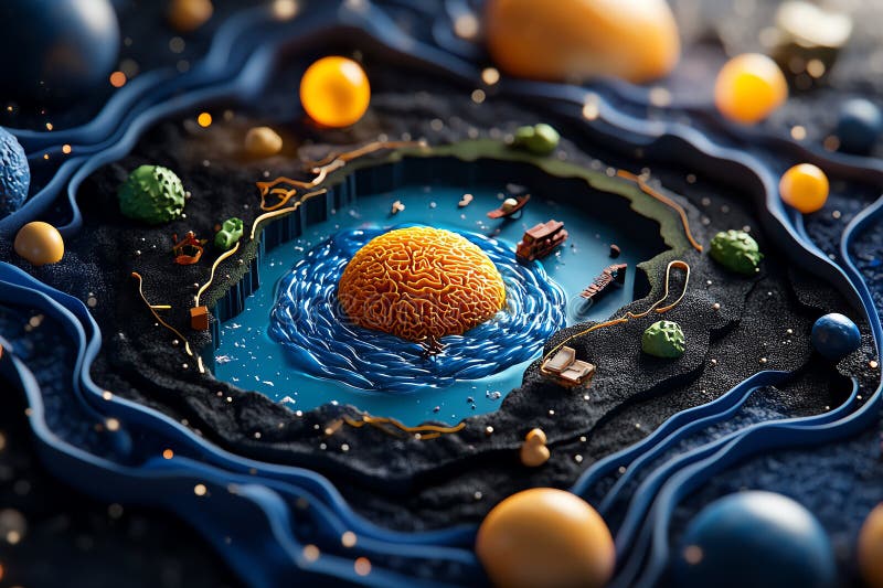 Colorful Abstract Representation of a Nucleus, Featuring Vibrant ...