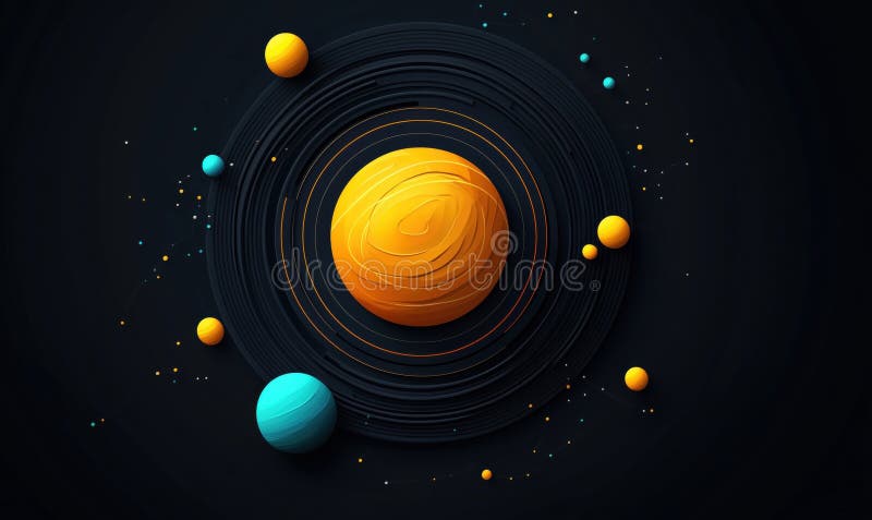 Colorful Abstract Representation of Solar System with Planets and ...