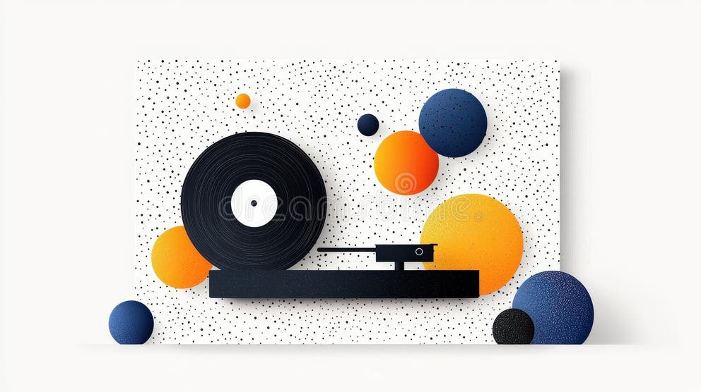 Colorful Abstract Representation of Turntable with Vinyl Record and ...