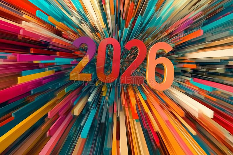 Colorful Abstract Representation of the Year 2026 with Dynamic Visual ...