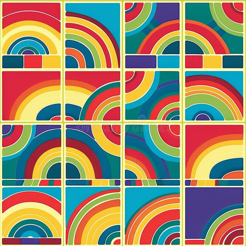 Colorful Abstract Retro Rainbow Tile Pattern Background Stock Photo ...