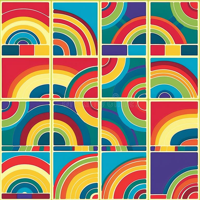 Colorful Abstract Retro Rainbow Tile Pattern Background Stock Photo ...