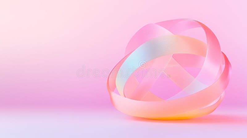 Colorful Abstract Ribbon Sculpture Against a Pink Gradient Background ...