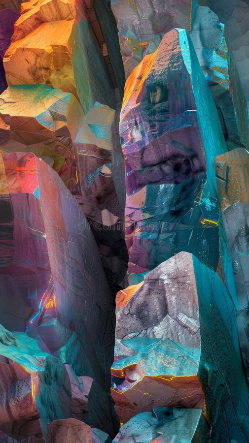 Colorful Abstract Rock Formations with Vibrant Textures, Geological Art ...