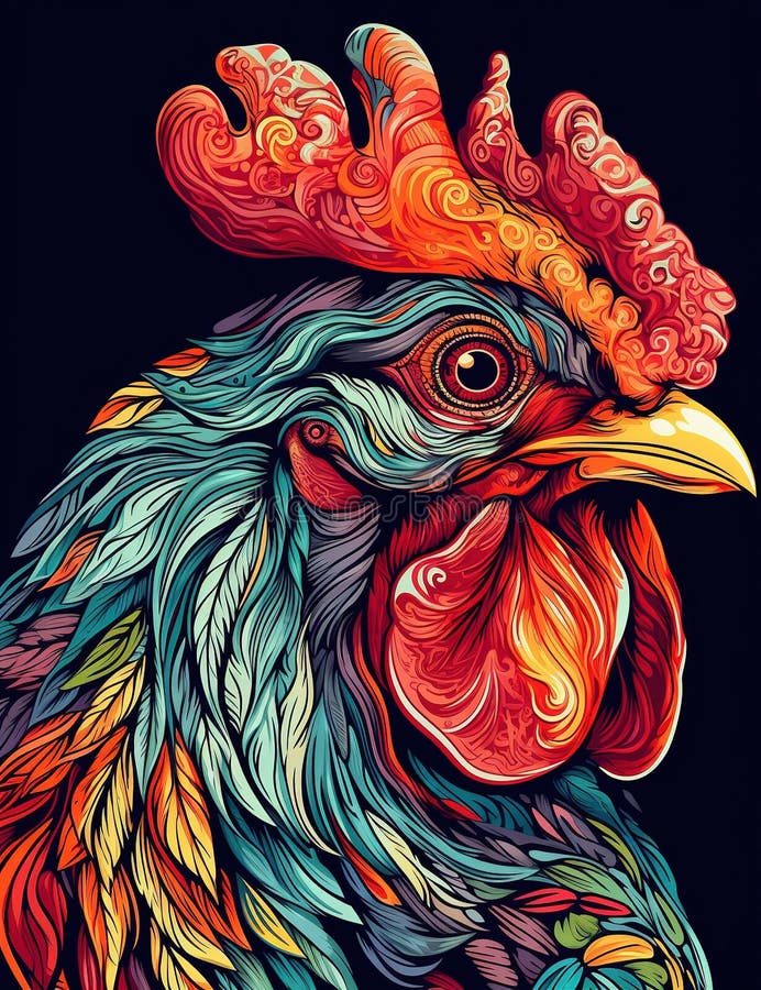 Abstract Rooster Logo Flat Design Vector Illustration. Geometrical ...
