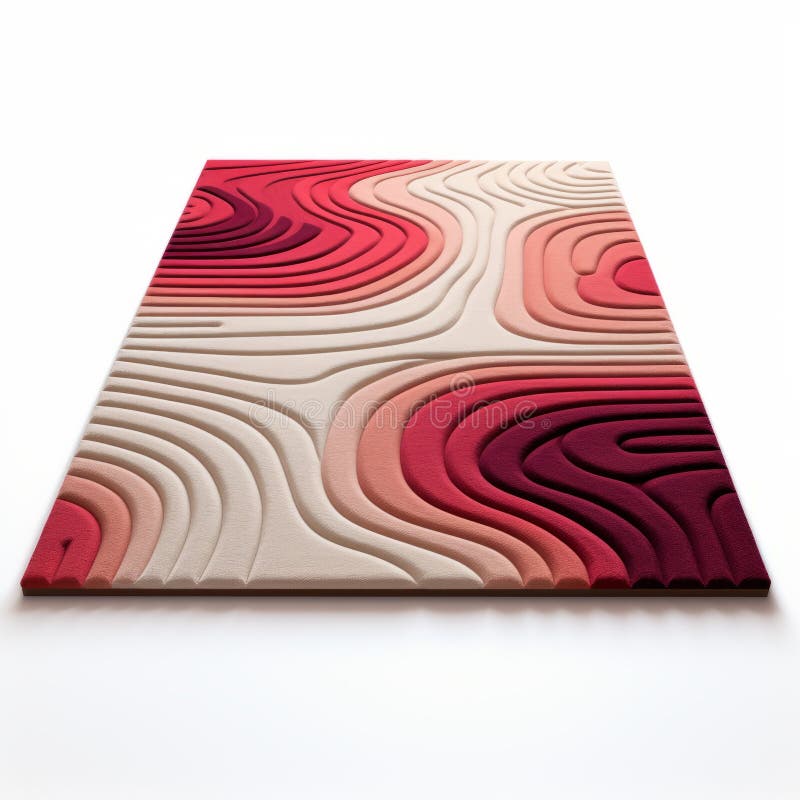 Colorful Abstract Rug with Curved Lines and Waves on White Background ...