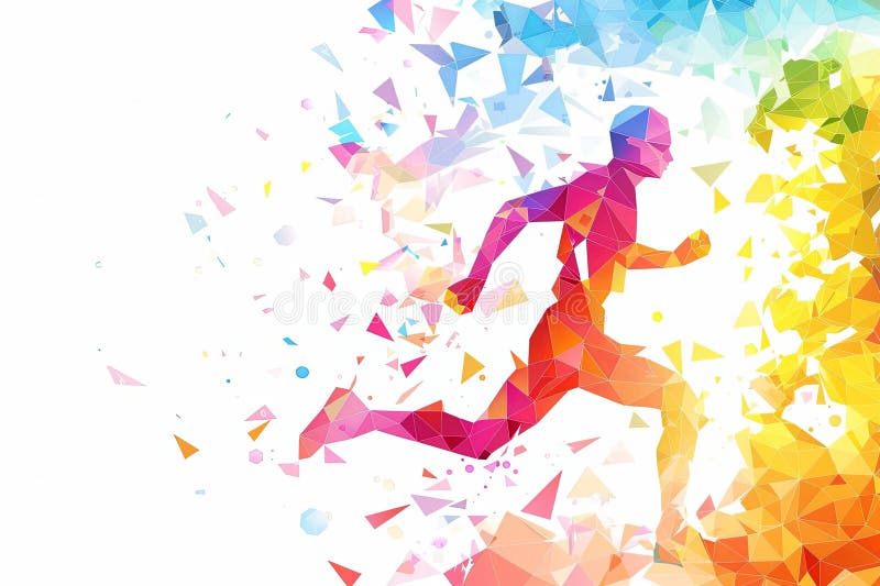 Colorful Abstract Runner Silhouette in Geometric Style Stock ...