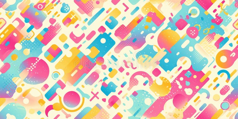 Colorful Abstract 80s Style Seamless Pattern. Wall Art Paint. Stock ...