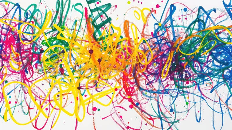 Colorful Abstract Scribble Created by Felt-tip Pen and Marker Lines. Ai ...