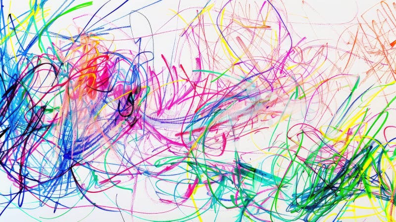 Colorful Abstract Scribble Created by Felt-tip Pen and Marker Lines. Ai ...