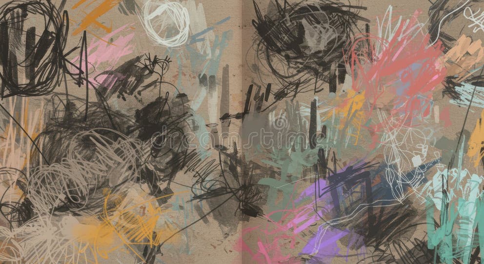 Colorful Abstract Scribbles on Textured Paper Background Stock Photo ...