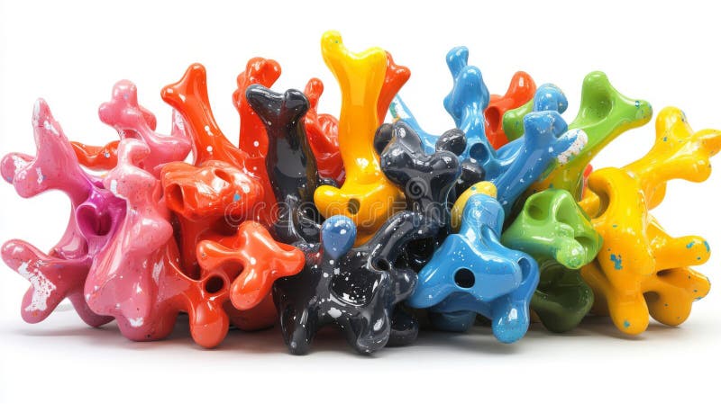 Colorful Abstract Sculpture Cluster on White Background Stock ...