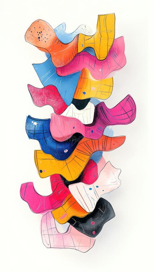 A Colorful Abstract Sculpture Composed of Interlocking Shapes in ...