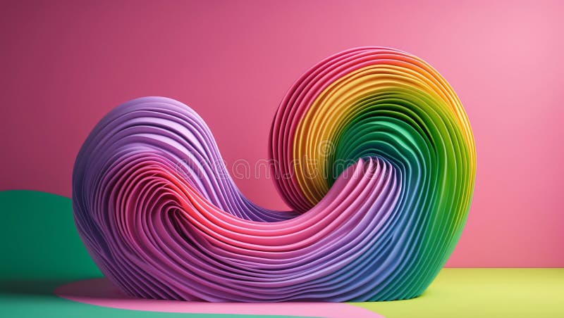 Colorful, Abstract Sculpture Made of Layered, Curved Sheets that Form a ...