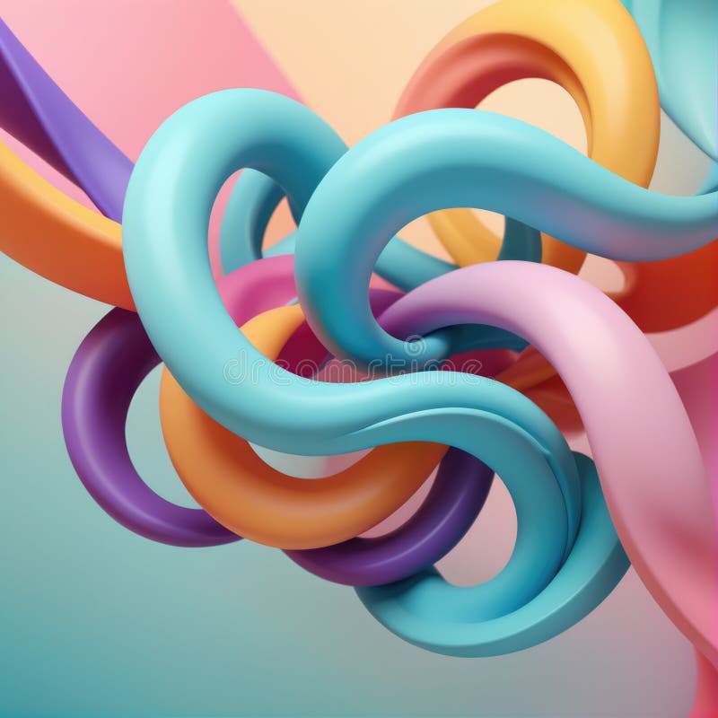 Colorful Abstract Sculpture of Twisting Shapes Against a Gradient ...