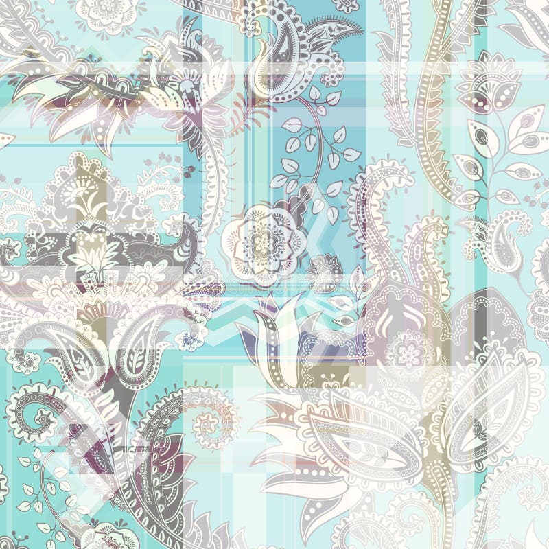 Colorful Abstract Seamless Pattern with Paisley and Geometric Elements ...