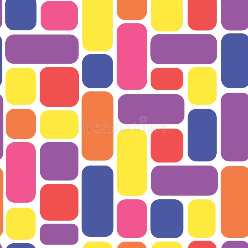 Colorful Abstract Seamless Pattern with Rounded Rectangles. Template ...