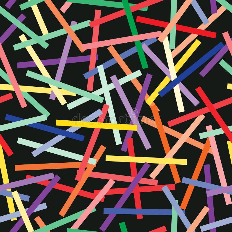 Colorful Abstract Seamless Stick Pattern on Black Background Stock ...