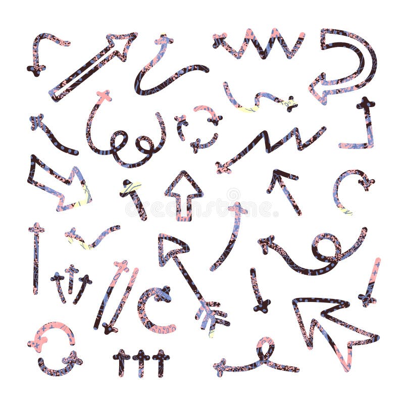 Colorful Abstract Set with Hand Drawn Arrows and Direction Pointers ...