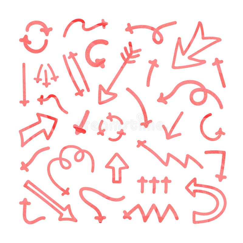 Colorful Abstract Set with Hand Drawn Arrows and Direction Pointers ...