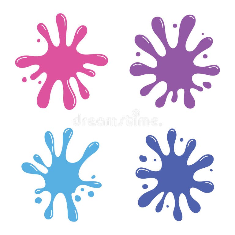 Colorful Abstract Shape Set of Cute Ink Paint Stain Water Fluid Liquid ...