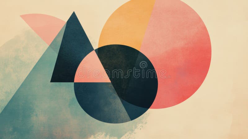 Colorful Abstract Shapes of Circles and Triangles Overlap on a Gentle ...