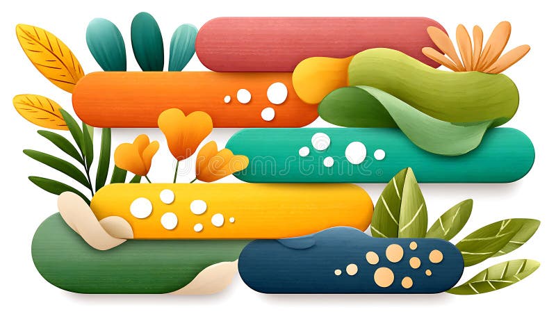 Colorful Abstract Shapes with Floral Elements Create Vibrant and ...