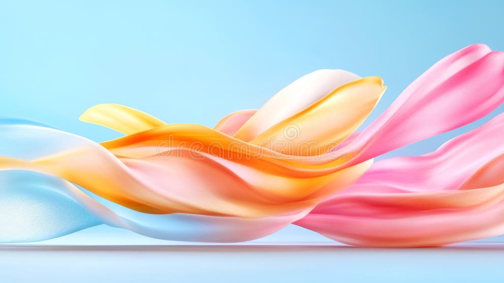 Colorful Abstract Shapes Flowing and Waving on Light Blue Background ...