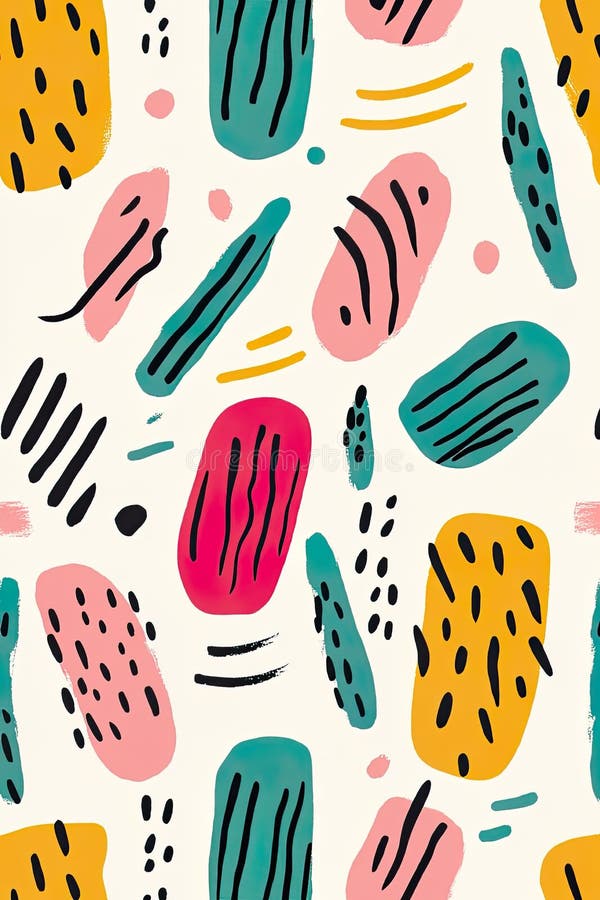 Colorful Abstract Shapes Pattern with Bold Brush Strokes and Vibrant ...