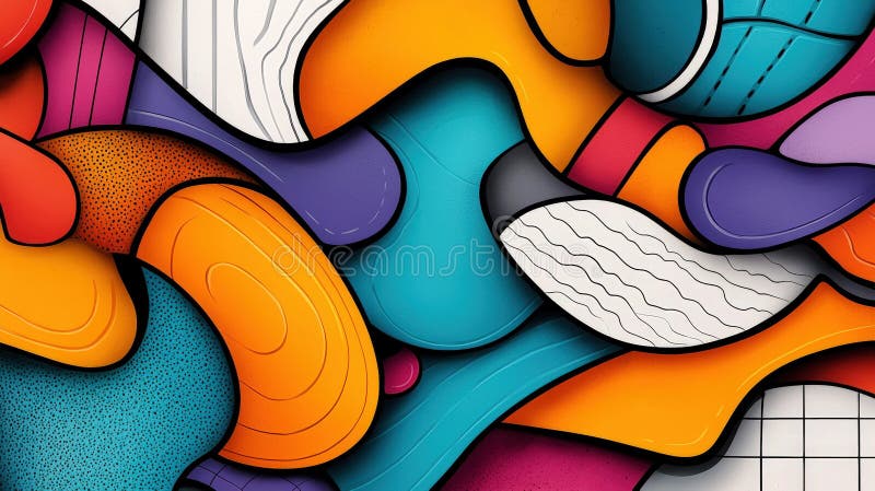 Colorful Abstract Shapes and Patterns Design Stock Illustration ...