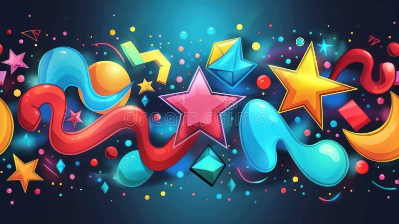 Colorful Abstract Shapes and Patterns with Stars, Swirls, and Geometric ...
