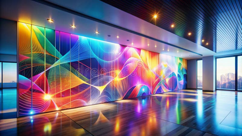Colorful Abstract Shapes Projected Onto the Walls of a Sleek Modern ...