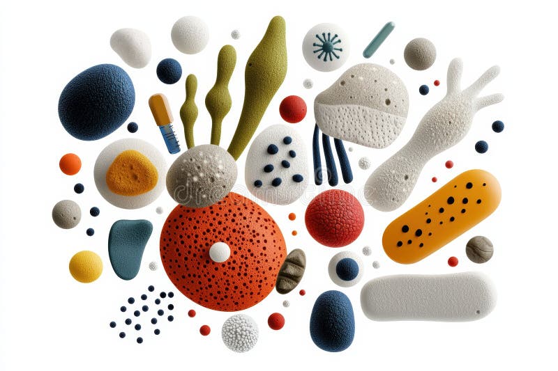 Colorful Abstract Shapes Resembling Cells and Microbes Showcasing ...