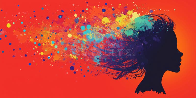 Colorful Abstract Silhouette of a Woman with Vibrant Splashes ...