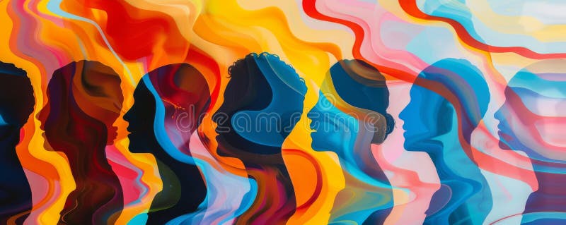 Colorful Abstract Silhouettes of People Facing Sideways Stock Image ... Colorful Abstract Silhouettes of People Facing Sideways Stock Image ...