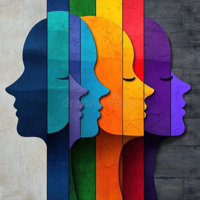 Colorful Abstract Silhouettes Representing Diversity and Identity in a ...