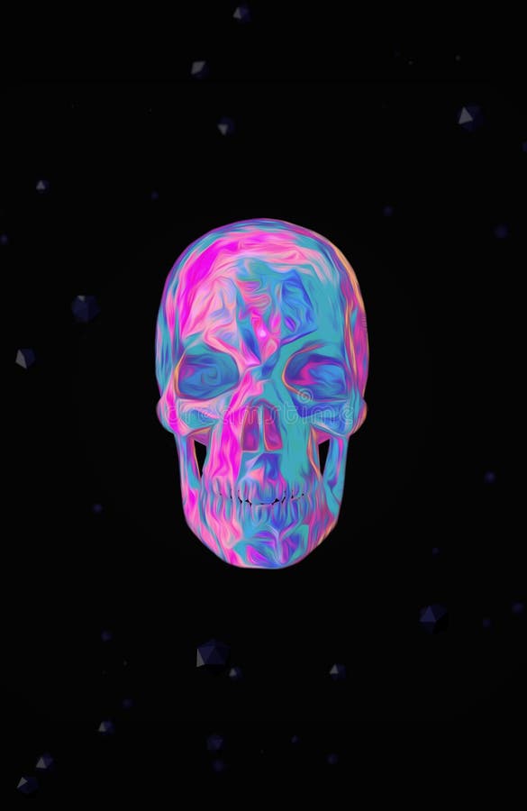 Colorful Abstract Skull 3d Rendering Stock Illustration - Illustration ...