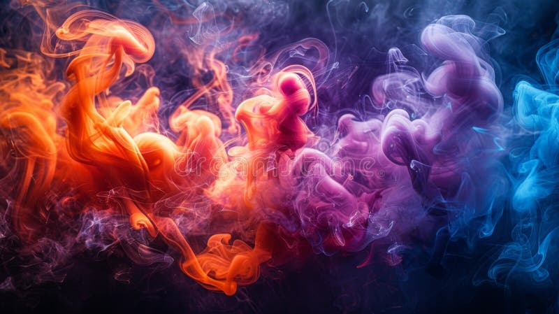 Colorful Abstract Smoke Art - Generative Ai Stock Illustration ...